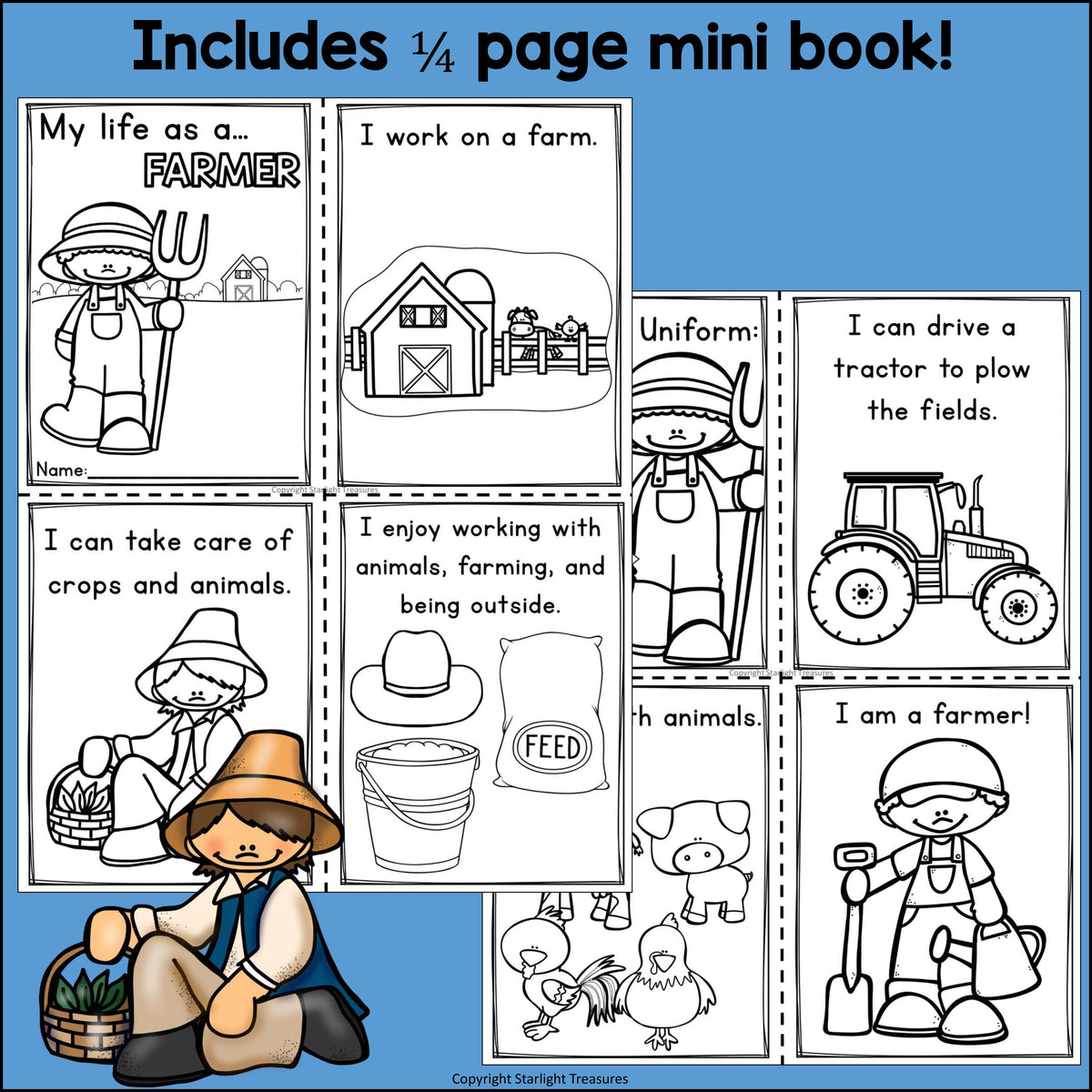 Farmer Mini Book for Early Readers - Careers and Community Helpers ...