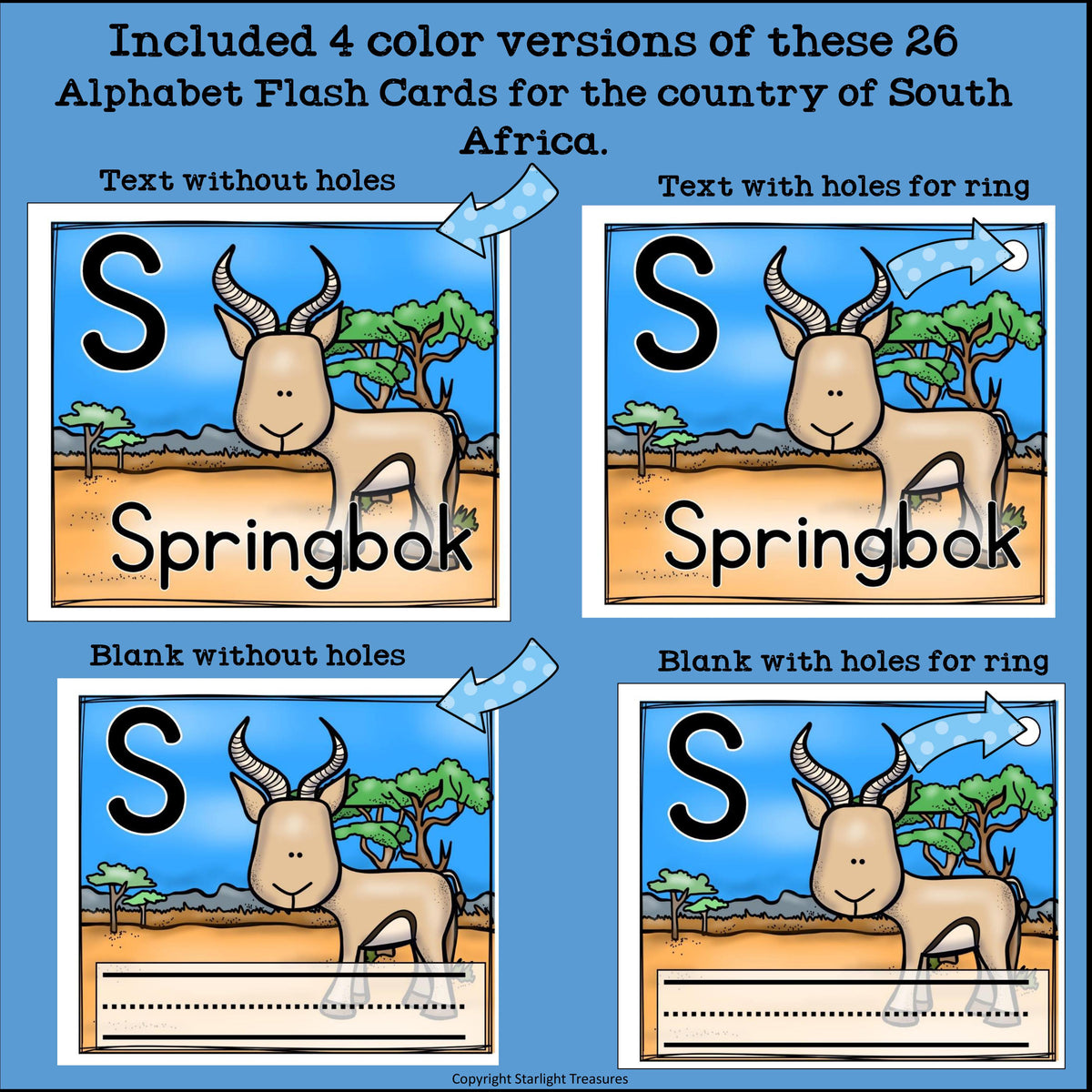 Alphabet Flash Cards for Early Readers - Country of South Africa ...