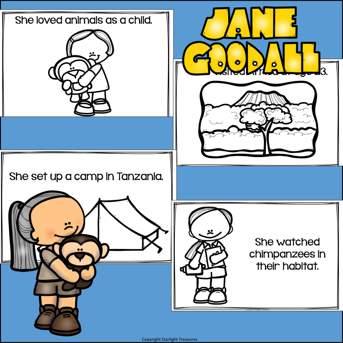 Jane Goodall Mini Book for Early Readers: Women's History Month ...
