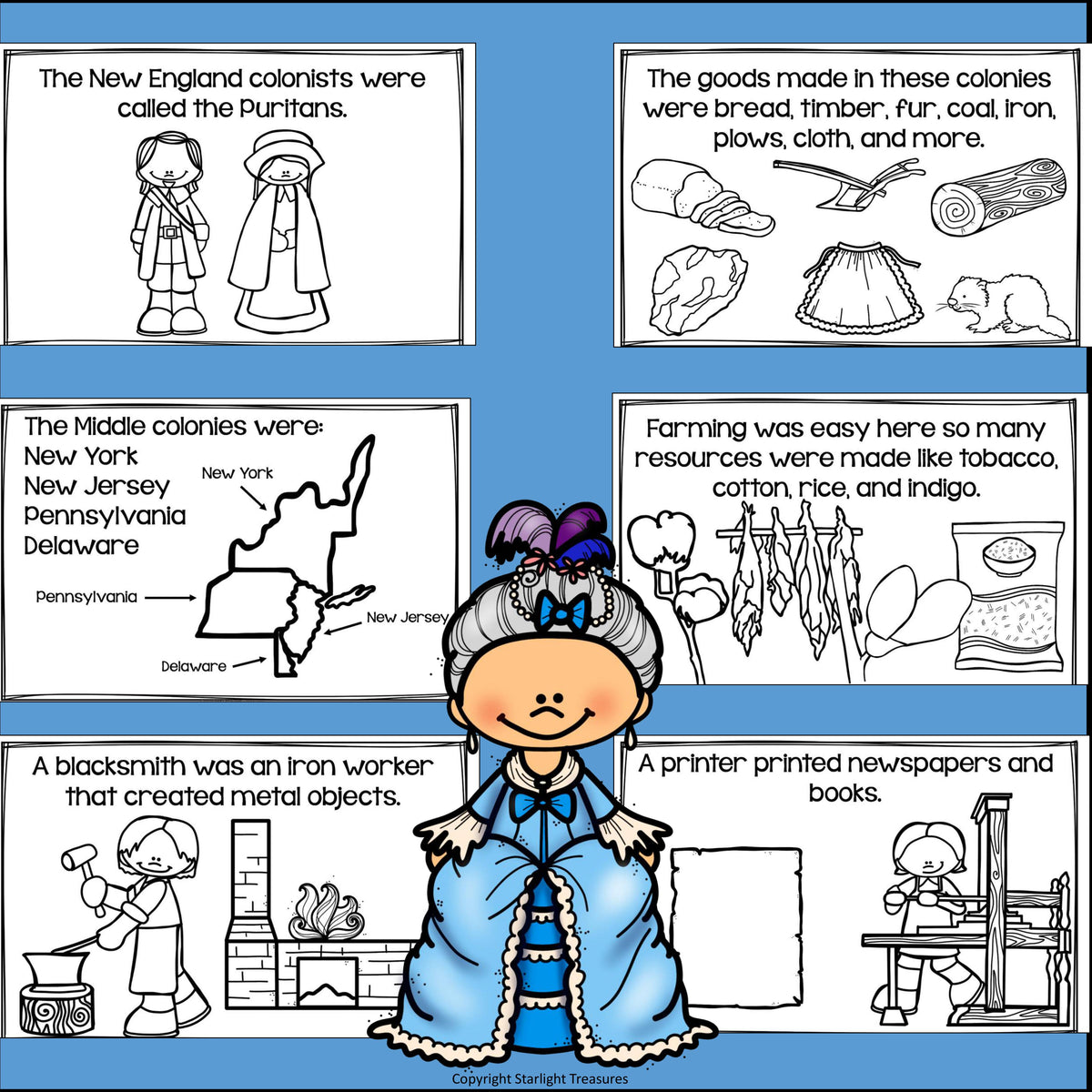 Colonial Times Mini Book for Early Readers - 13 Colonies, Colonial Job ...