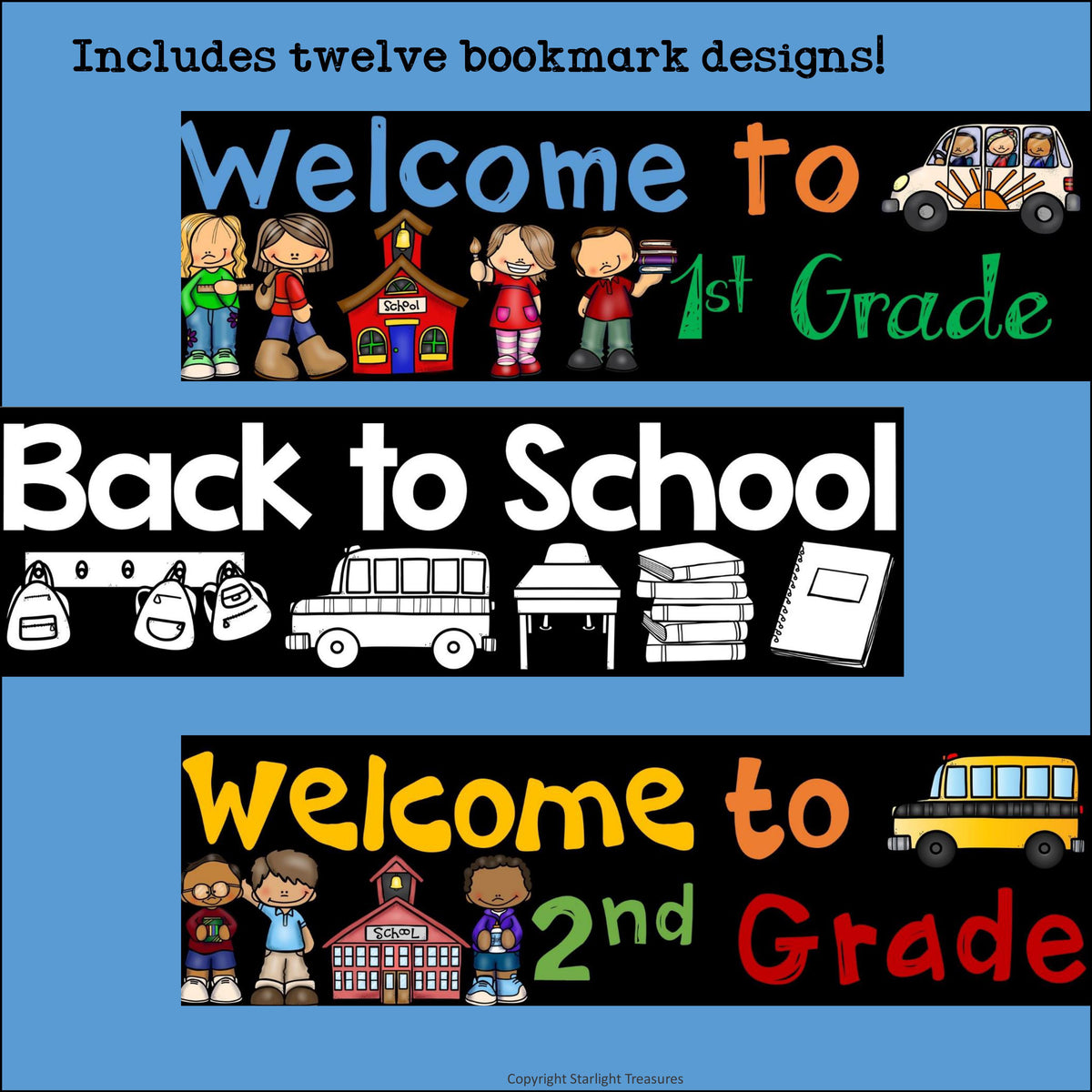 Back to School Cut n' Color Bookmarks: Black and White AND Full Color ...