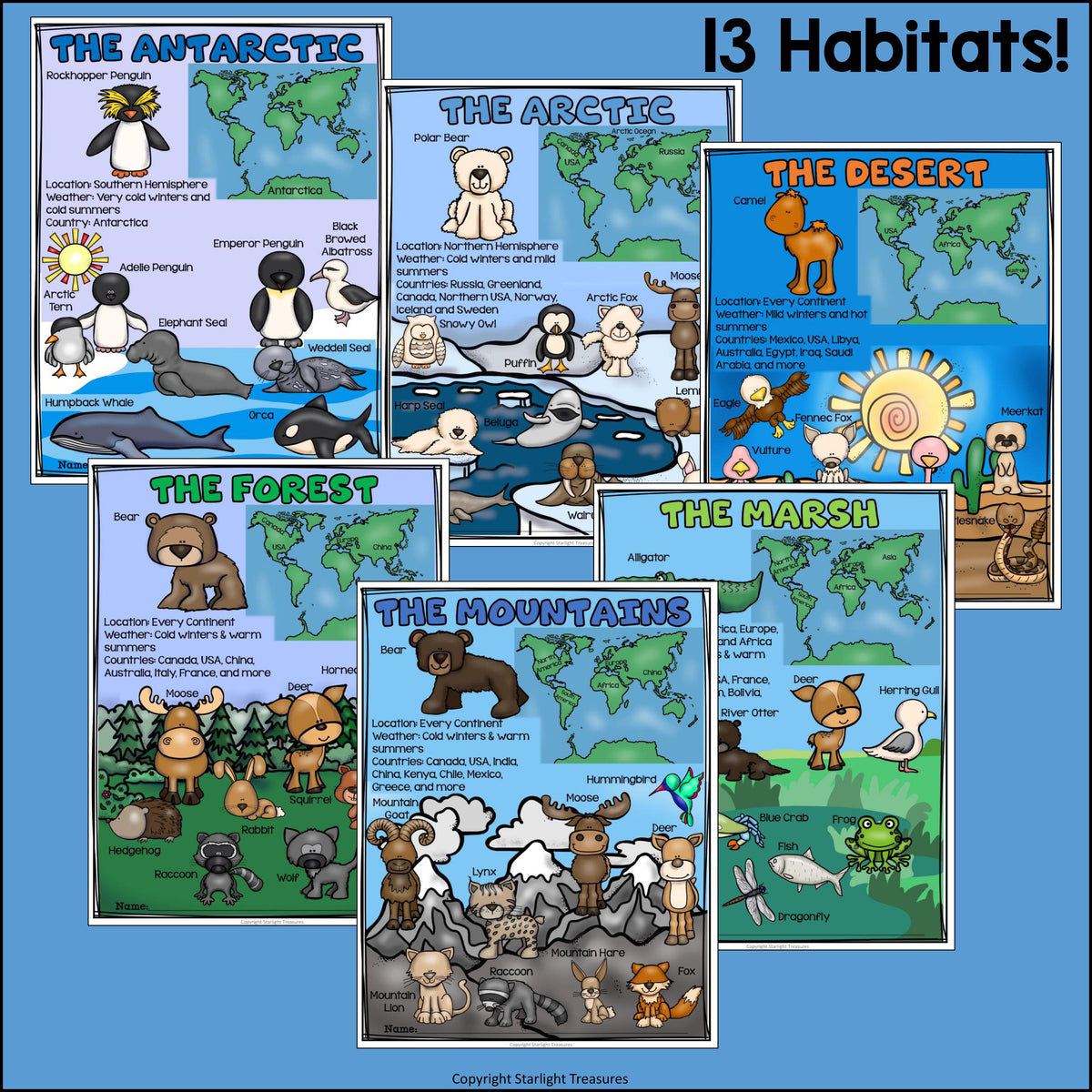 Animal Habitats Fact Sheets: Arctic, Desert, Forest, Ocean, Tundra, an ...