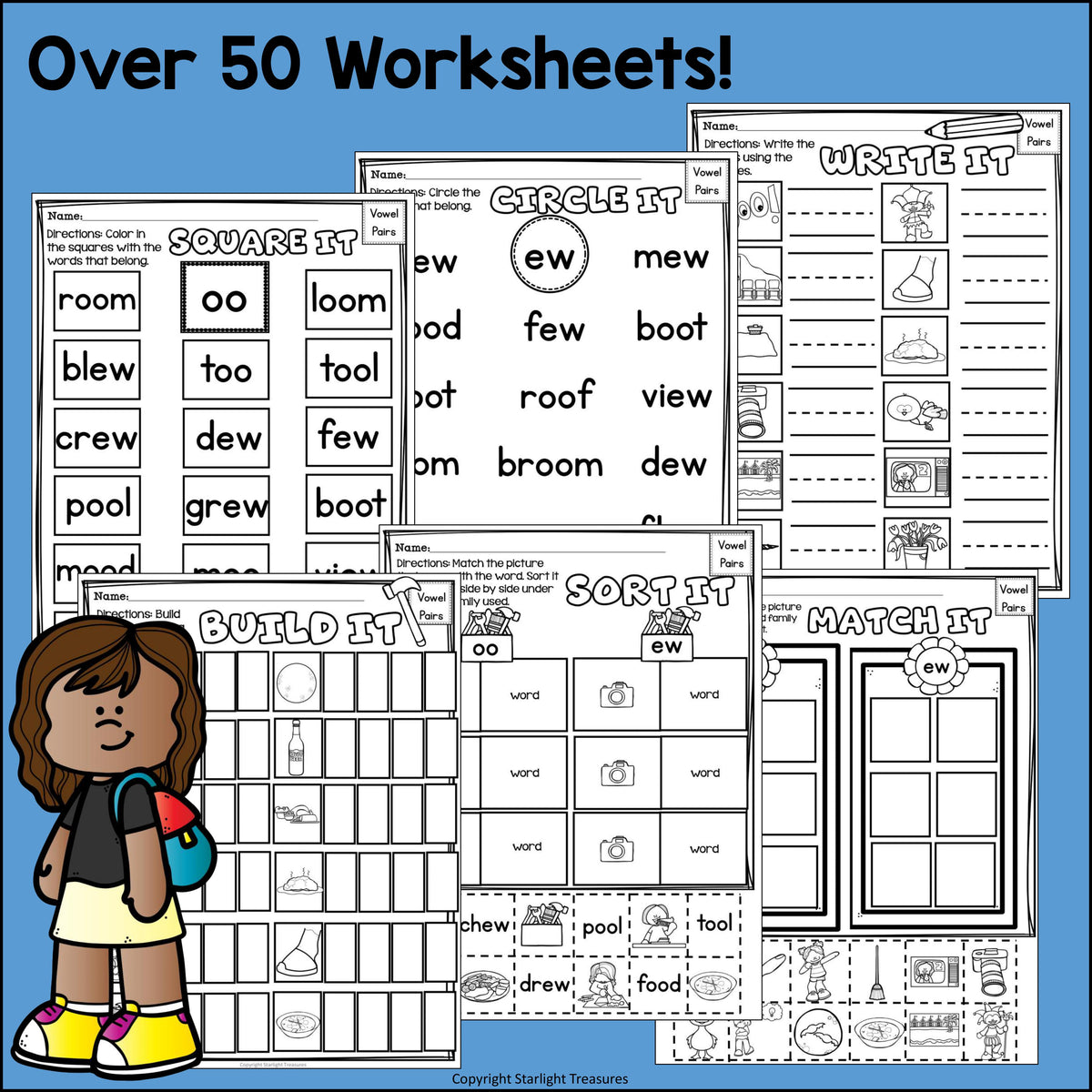Vowel Pairs OO, EW Worksheets and Activities for Early Readers - Phoni ...