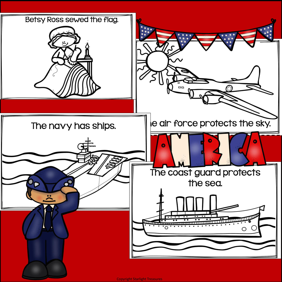 Veterans Day Mini Book for Early Readers – Starlight Treasures LLC