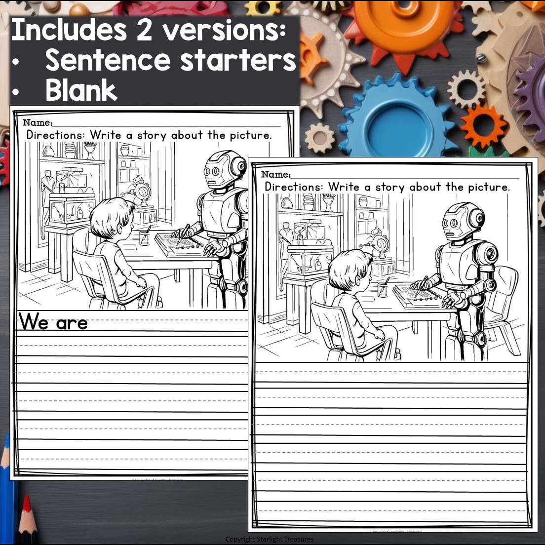 Robot Writing Prompts, Robot Picture Writing with Sentence Starter - F ...