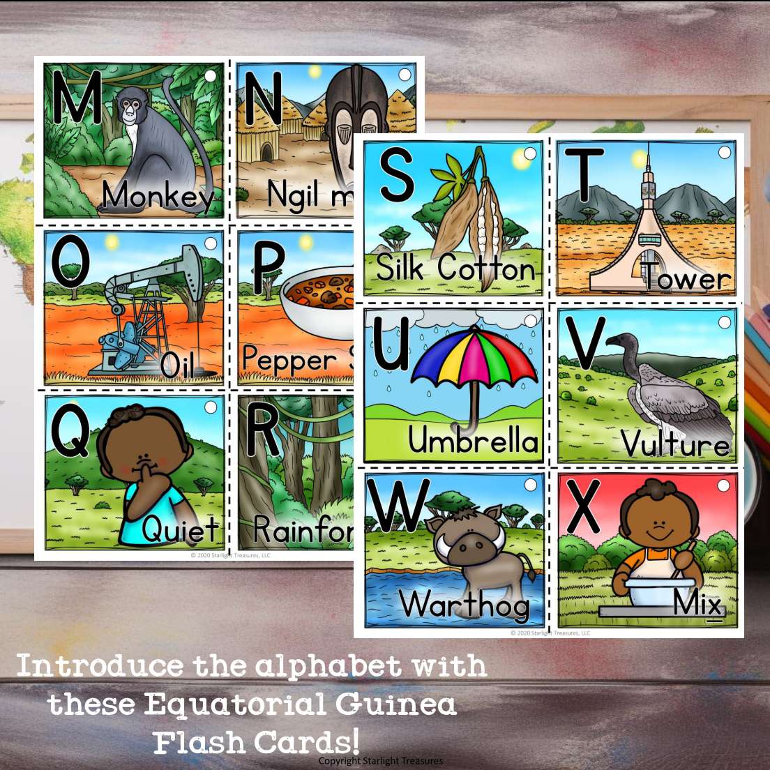 Alphabet Flash Cards for Early Readers - Country of Equatorial Guinea ...