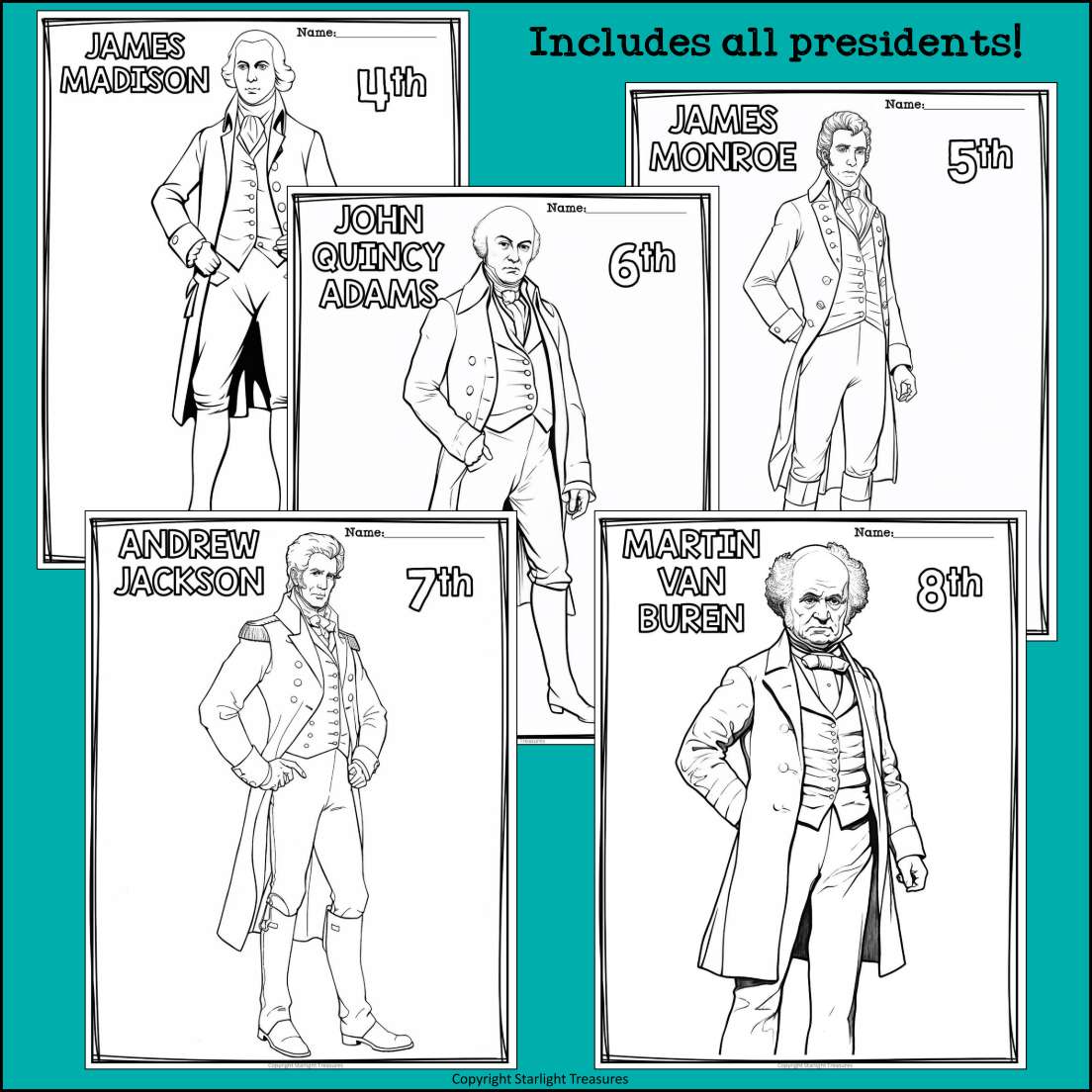 US Presidents Research Posters, Coloring Pages - Biography Research Pr ...