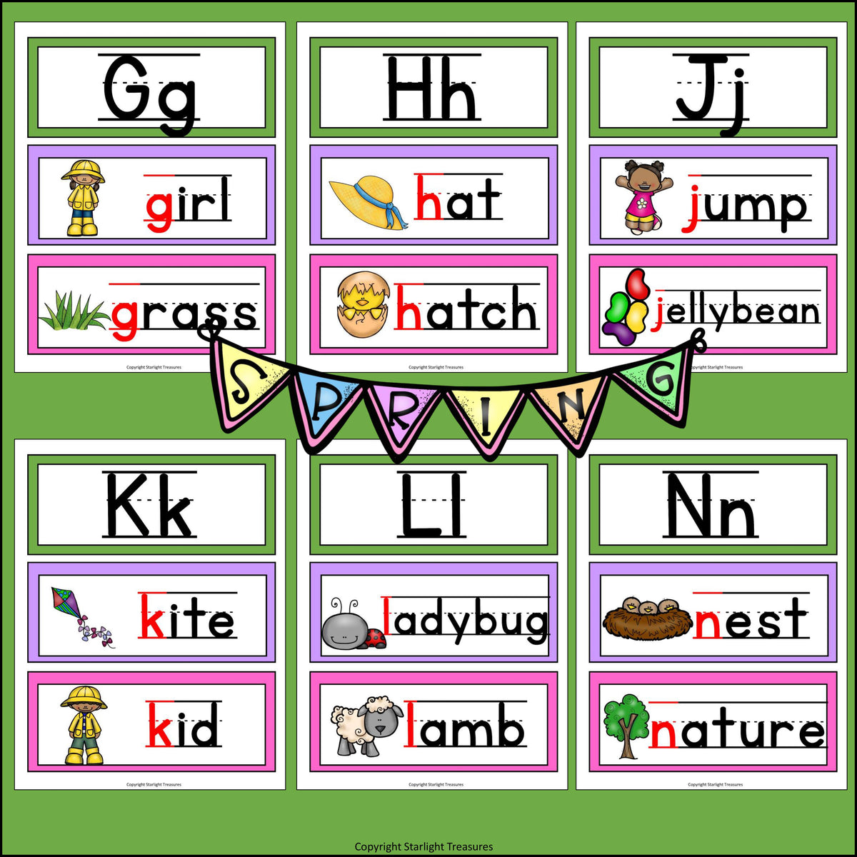Alphabet Word Wall - Spring Theme - A-Z Word Wall – Starlight Treasures LLC