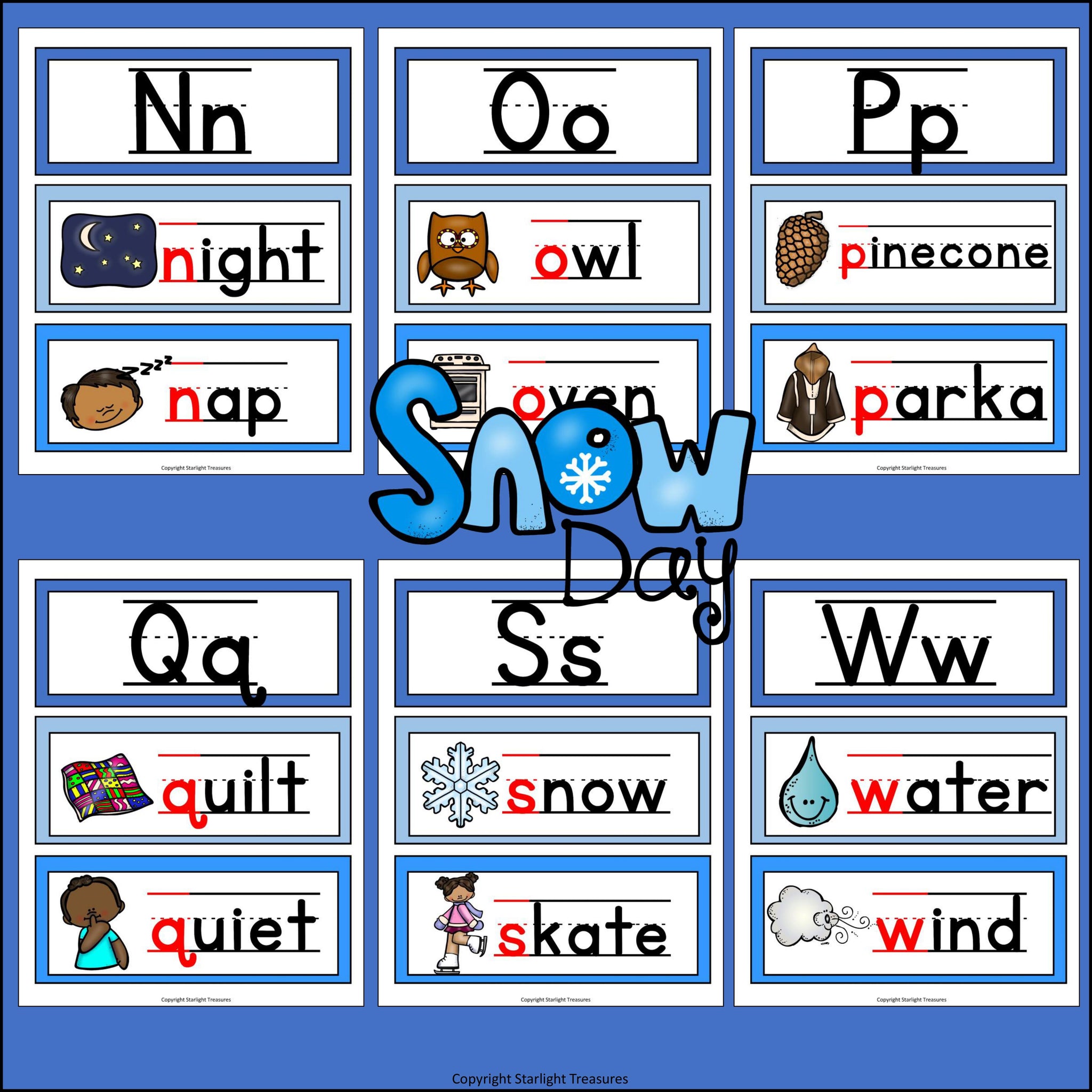 Alphabet Word Wall - Winter Theme - A-Z Word Wall – Starlight Treasures LLC