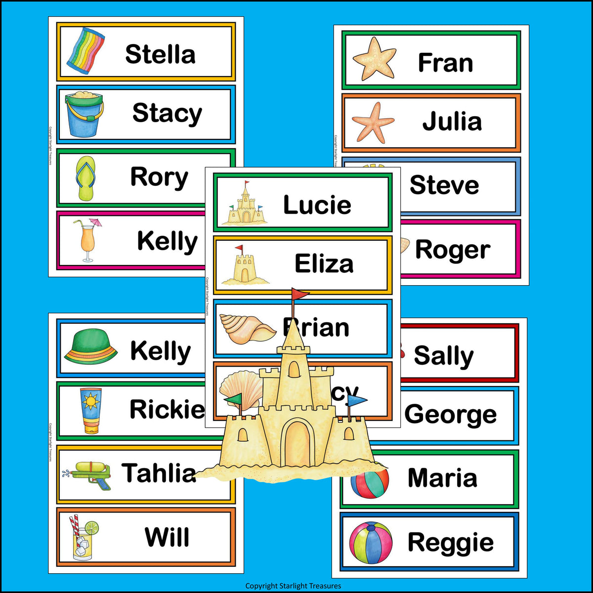 Beach Desk Name Tags - Editable Name Tags – Starlight Treasures LLC
