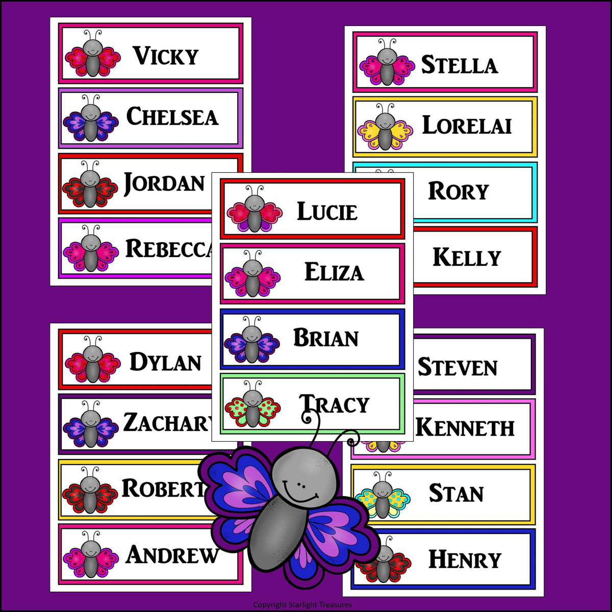 Butterfly Desk Name Tags - Editable Name Tags – Starlight Treasures LLC