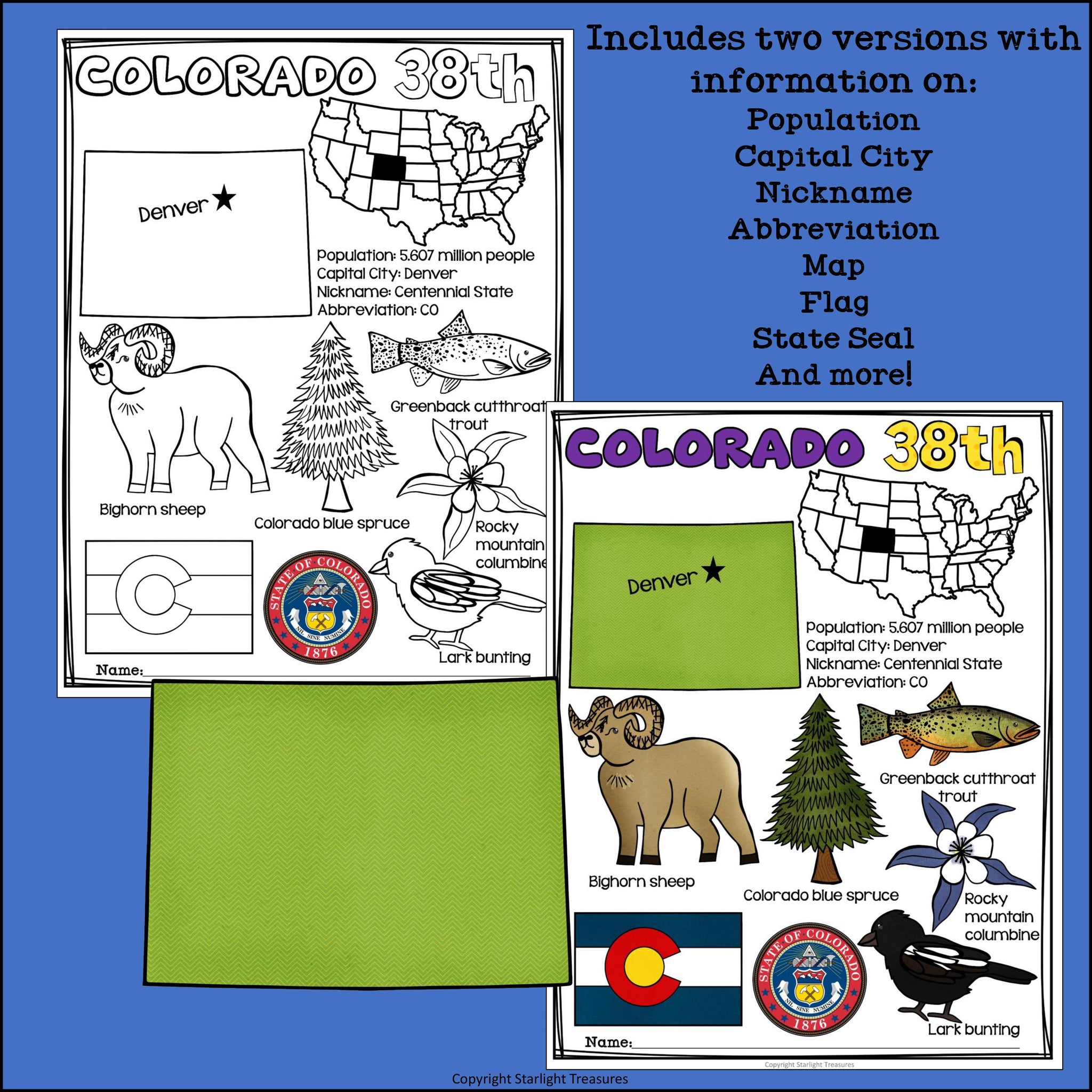 colorado state bird and flower coloring pages