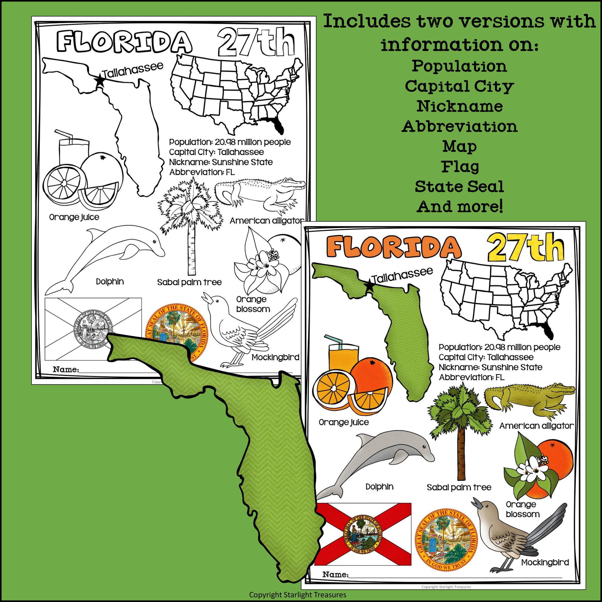 florida state facts coloring pages