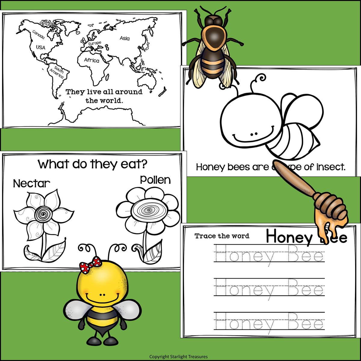 Honey Bees Mini Book for Early Readers – Starlight Treasures LLC