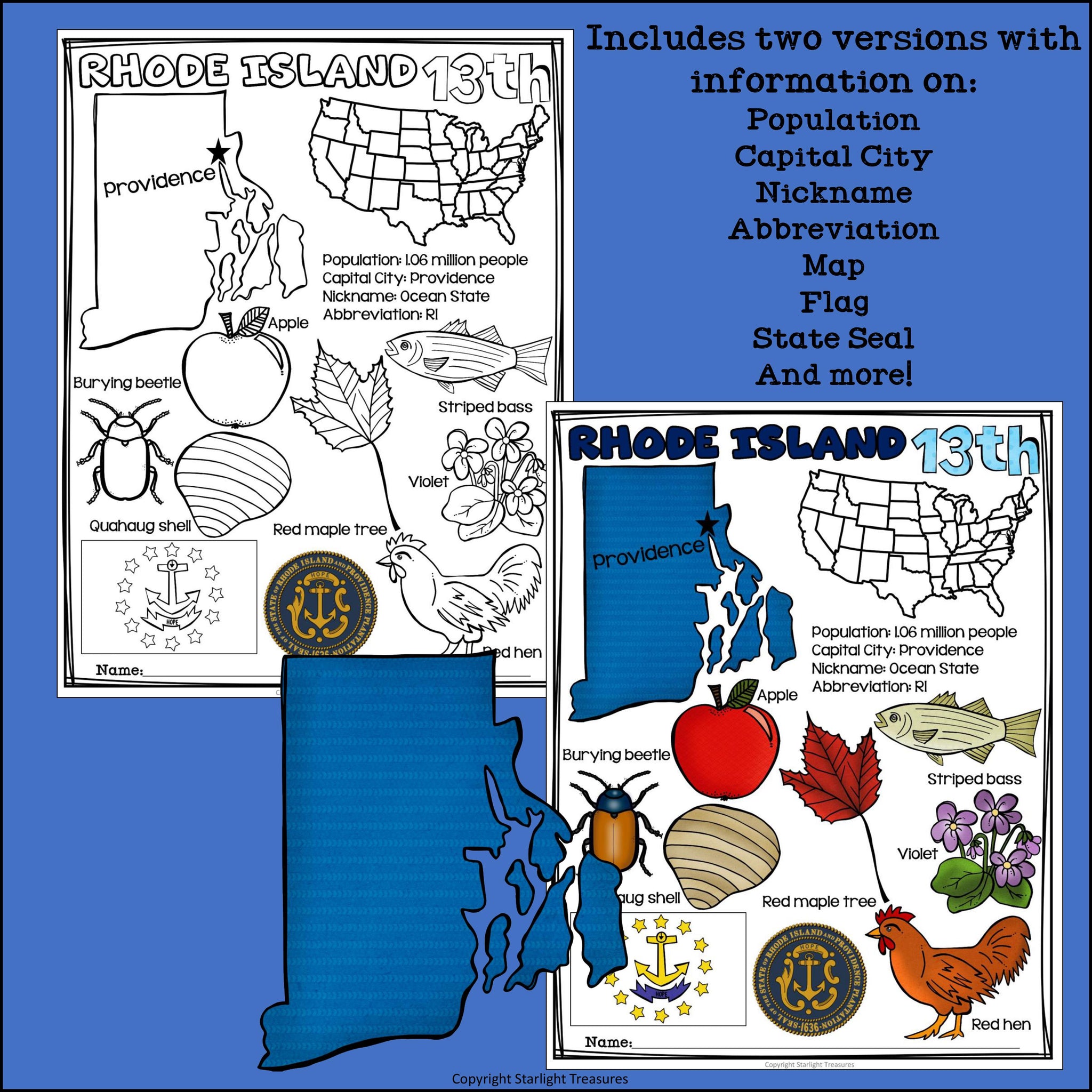 Rhode Island Fact Sheet - A State Study – Starlight Treasures LLC