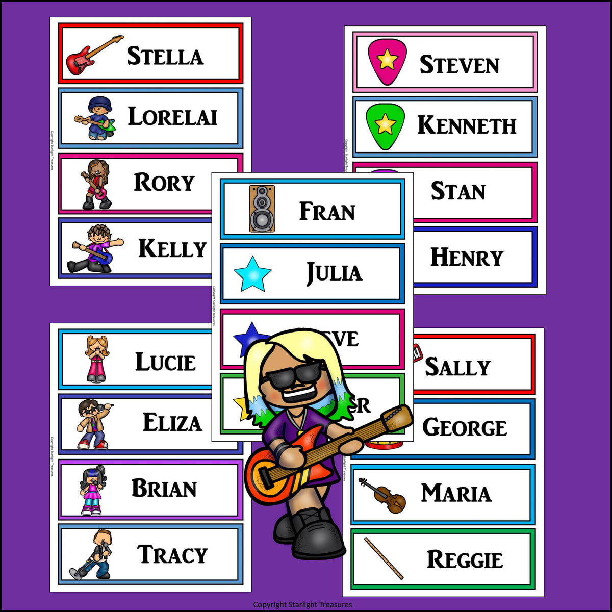 Rock Stars Name Tags - Editable – Starlight Treasures LLC