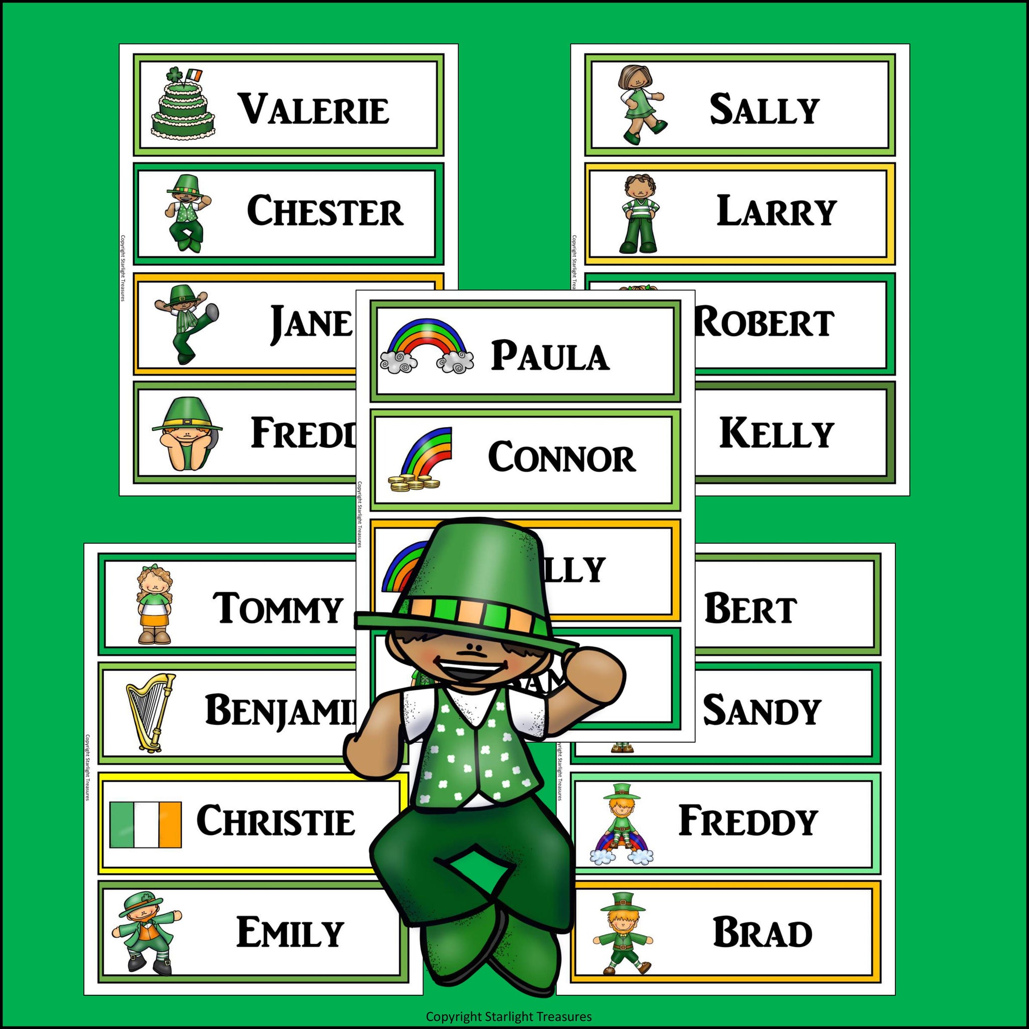 St. Patrick's Day Name Tags - Editable – Starlight Treasures LLC