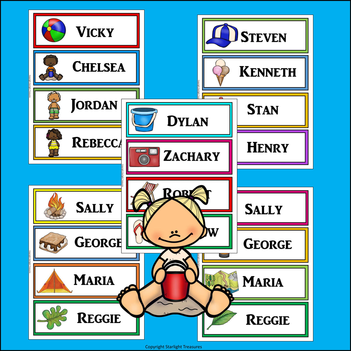 Summer Name Tags - Editable – Starlight Treasures LLC