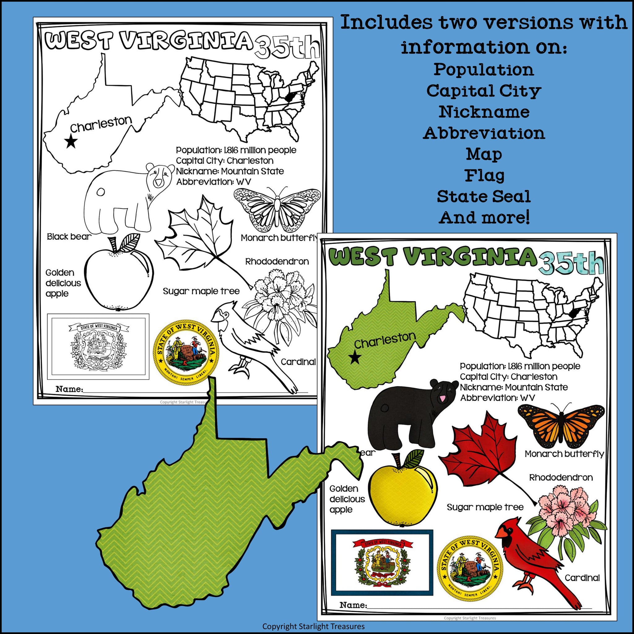 west virginia state flag coloring page