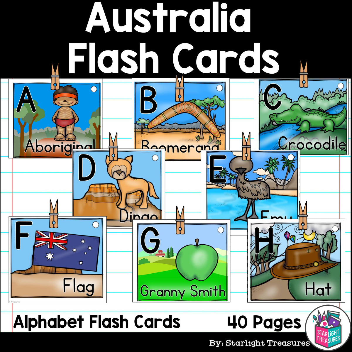Alphabet Flash Cards for Early Readers - Country of Australia ...