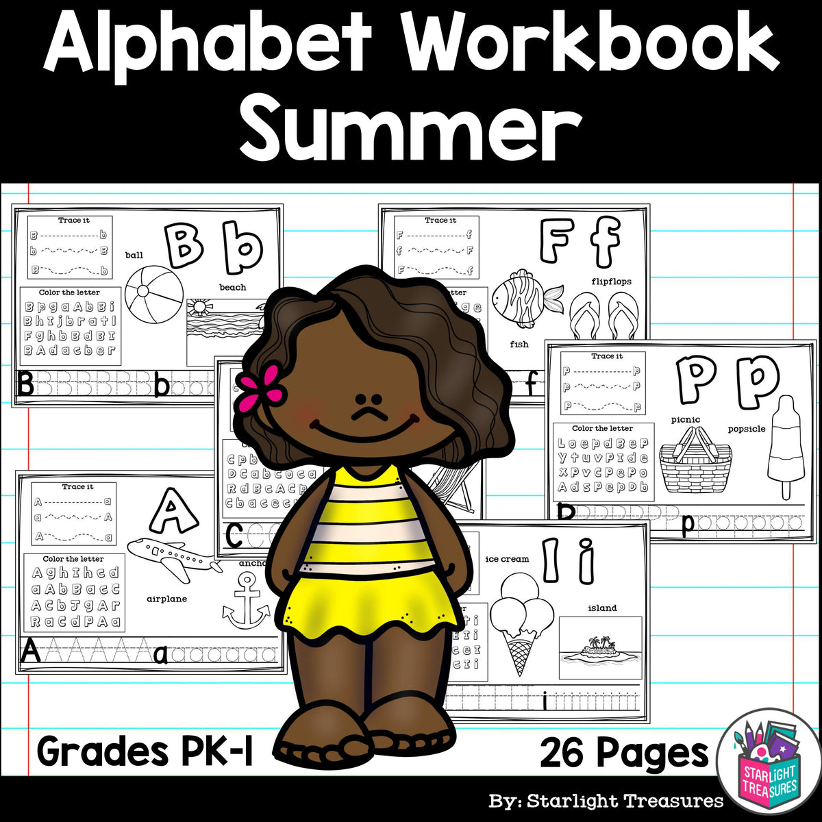 Alphabet Workbook: Worksheets for A-Z - Summer Theme – Starlight ...