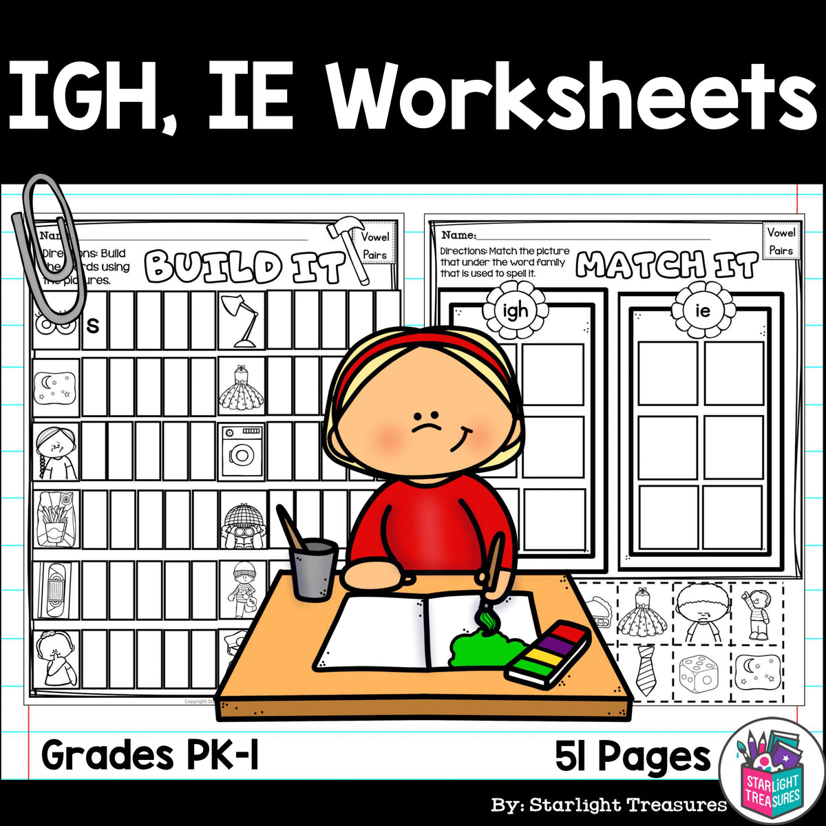 Vowel Pairs IGH, IE Worksheets and Activities for Early Readers - Phon ...