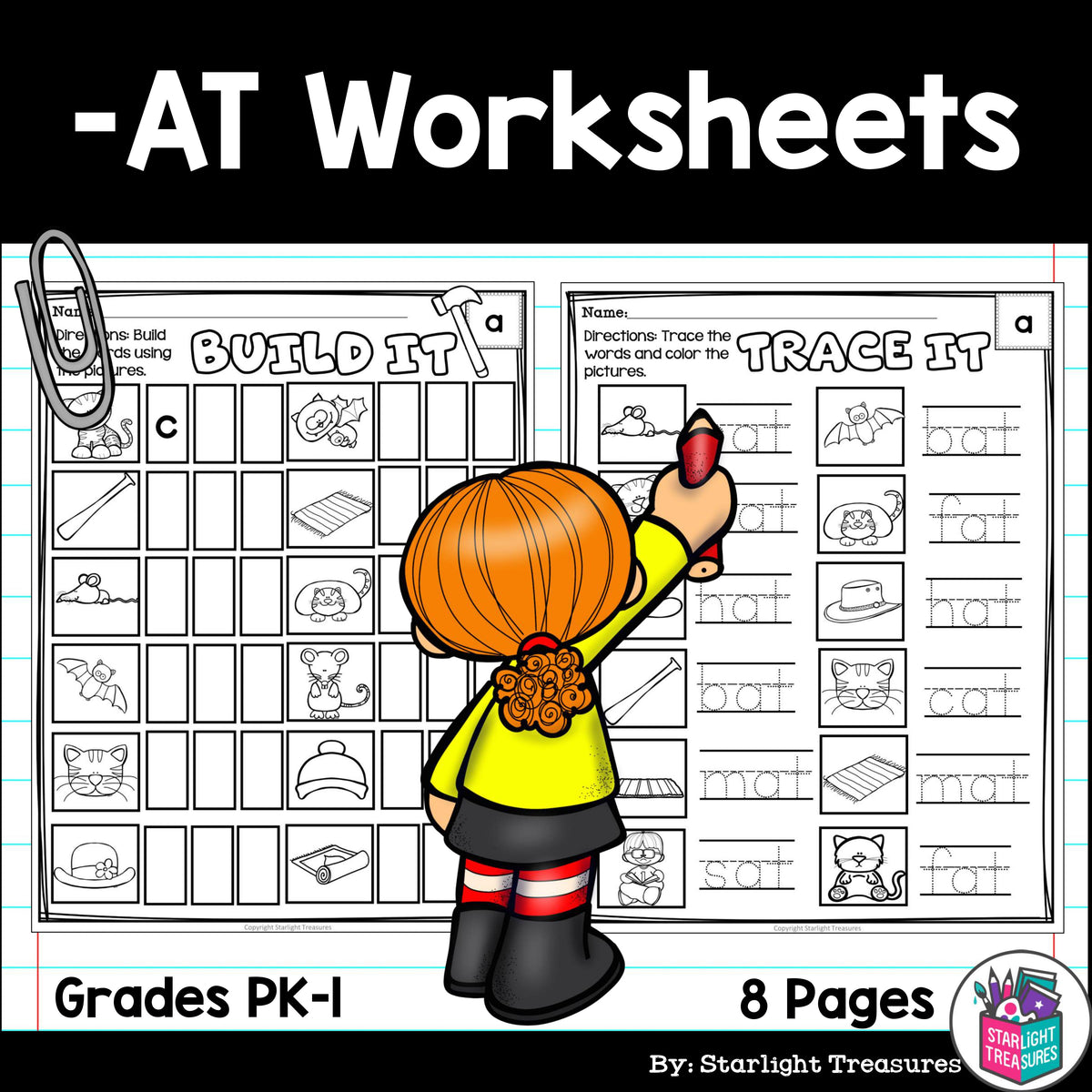 AT Word Family FREEBIE Worksheets and Activities for Early Readers ...
