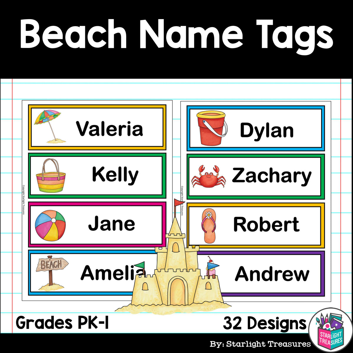 Beach Desk Name Tags - Editable Name Tags – Starlight Treasures LLC