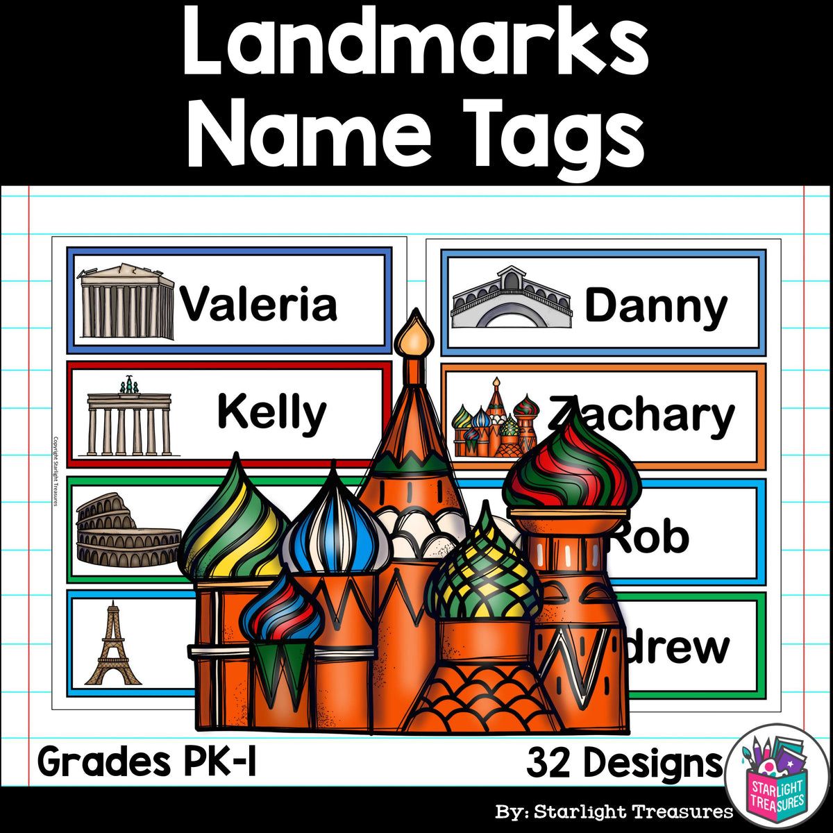 World Landmark Name Tags - Editable – Starlight Treasures LLC