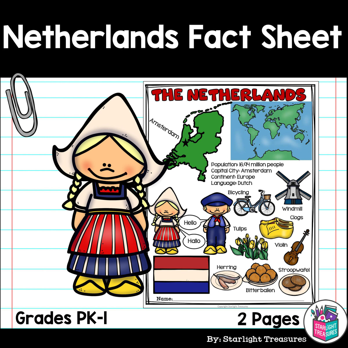 The Netherlands Fact Sheet for Early Readers – Starlight Treasures LLC