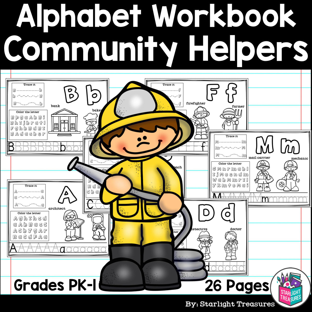 Alphabet Workbook: Worksheets A-Z Community Helpers – Starlight ...
