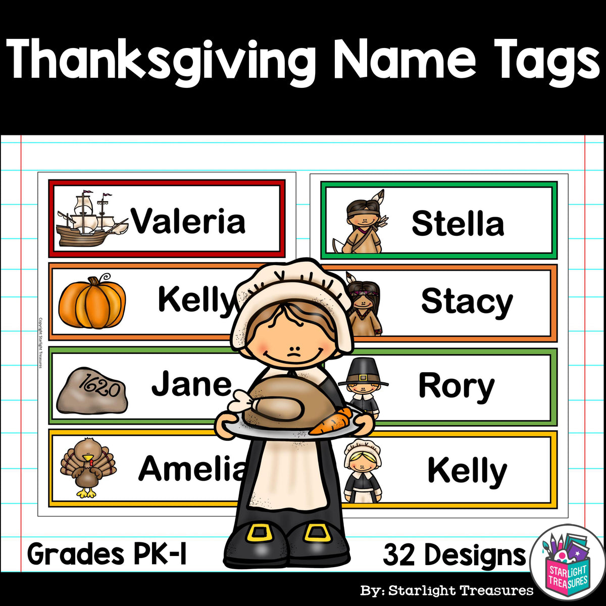 Thanksgiving Name Tags - Editable – Starlight Treasures LLC