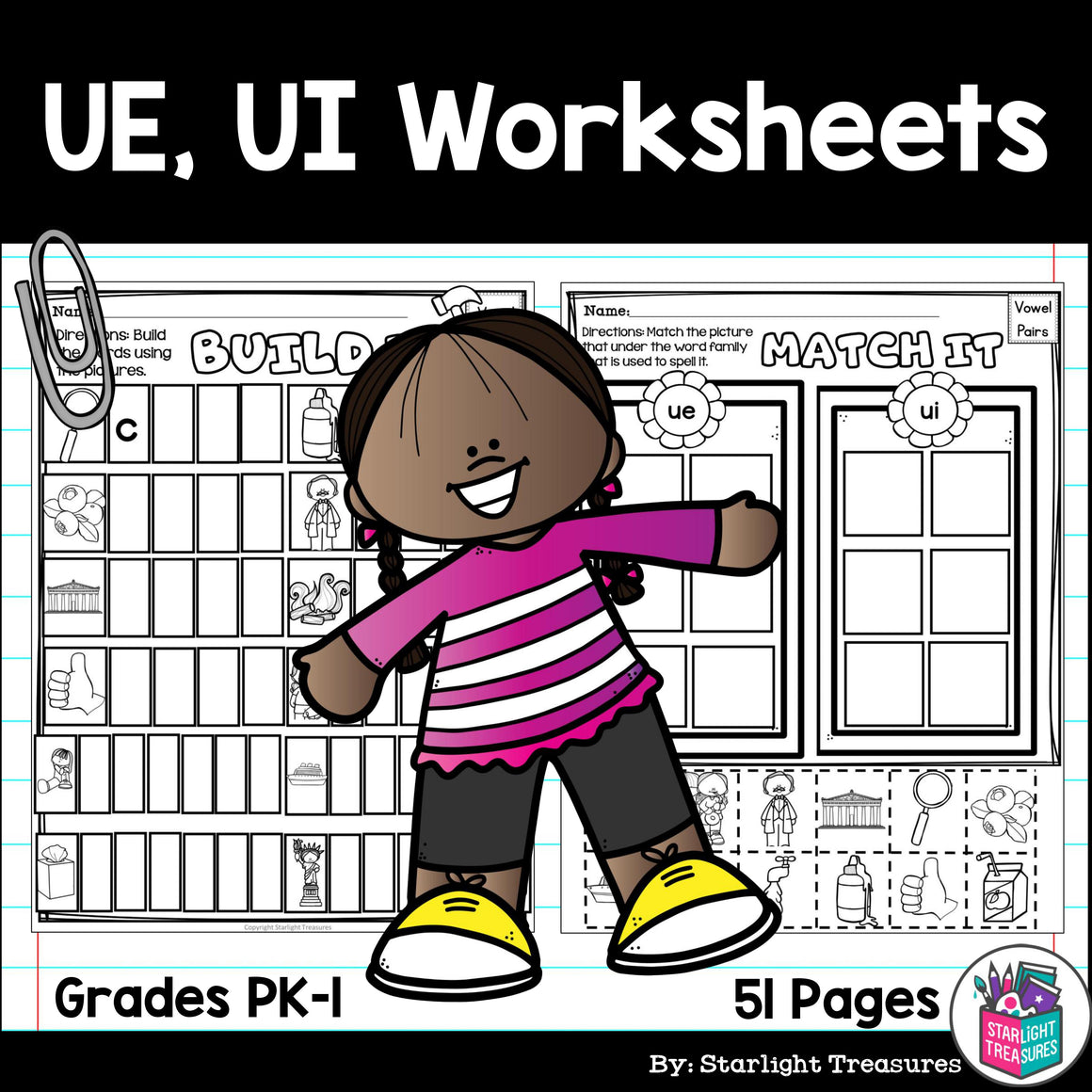 Vowel Pairs UE, UI Worksheets and Activities for Early Readers - Phoni ...