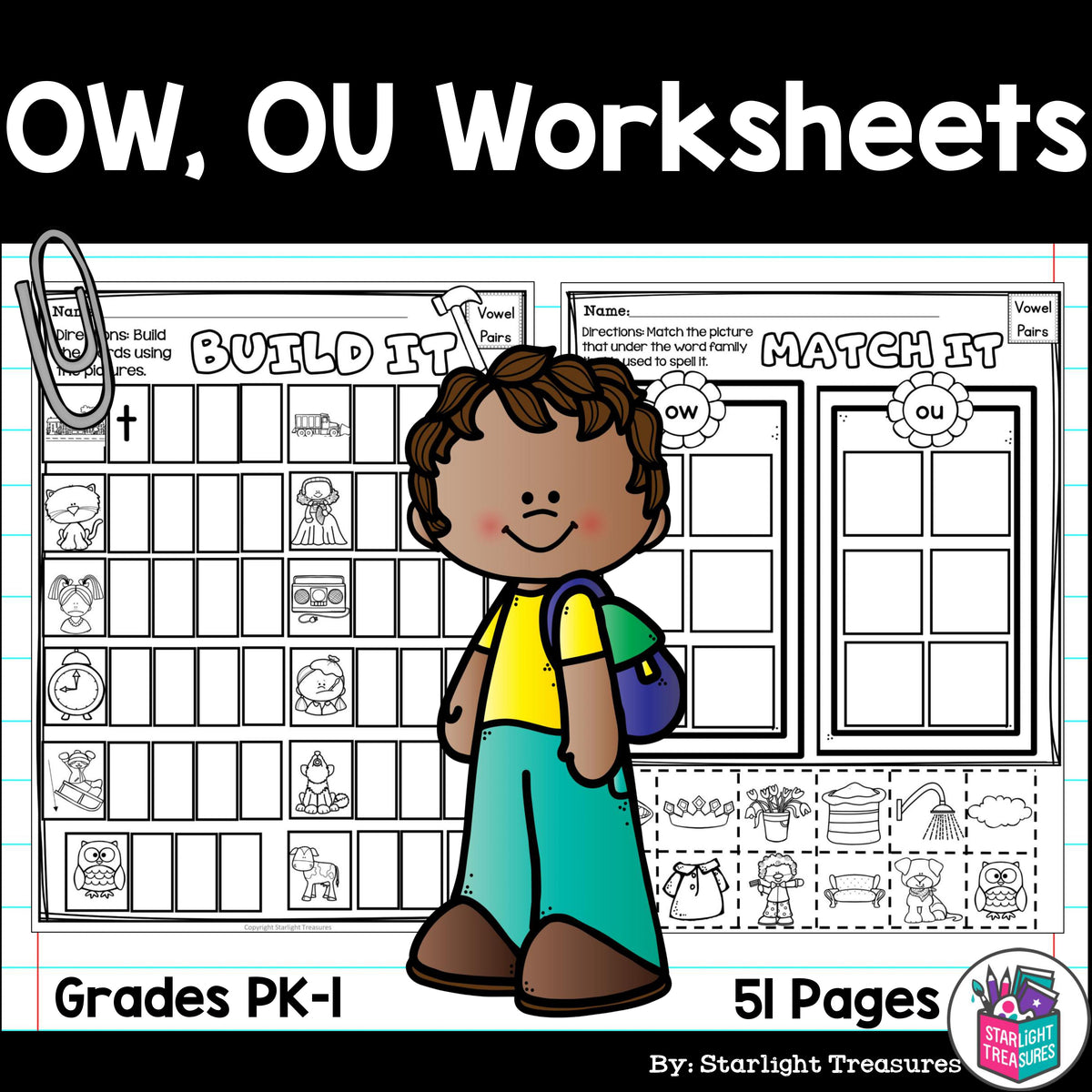 Vowel Pairs OW, OU Worksheets and Activities for Early Readers - Phoni ...