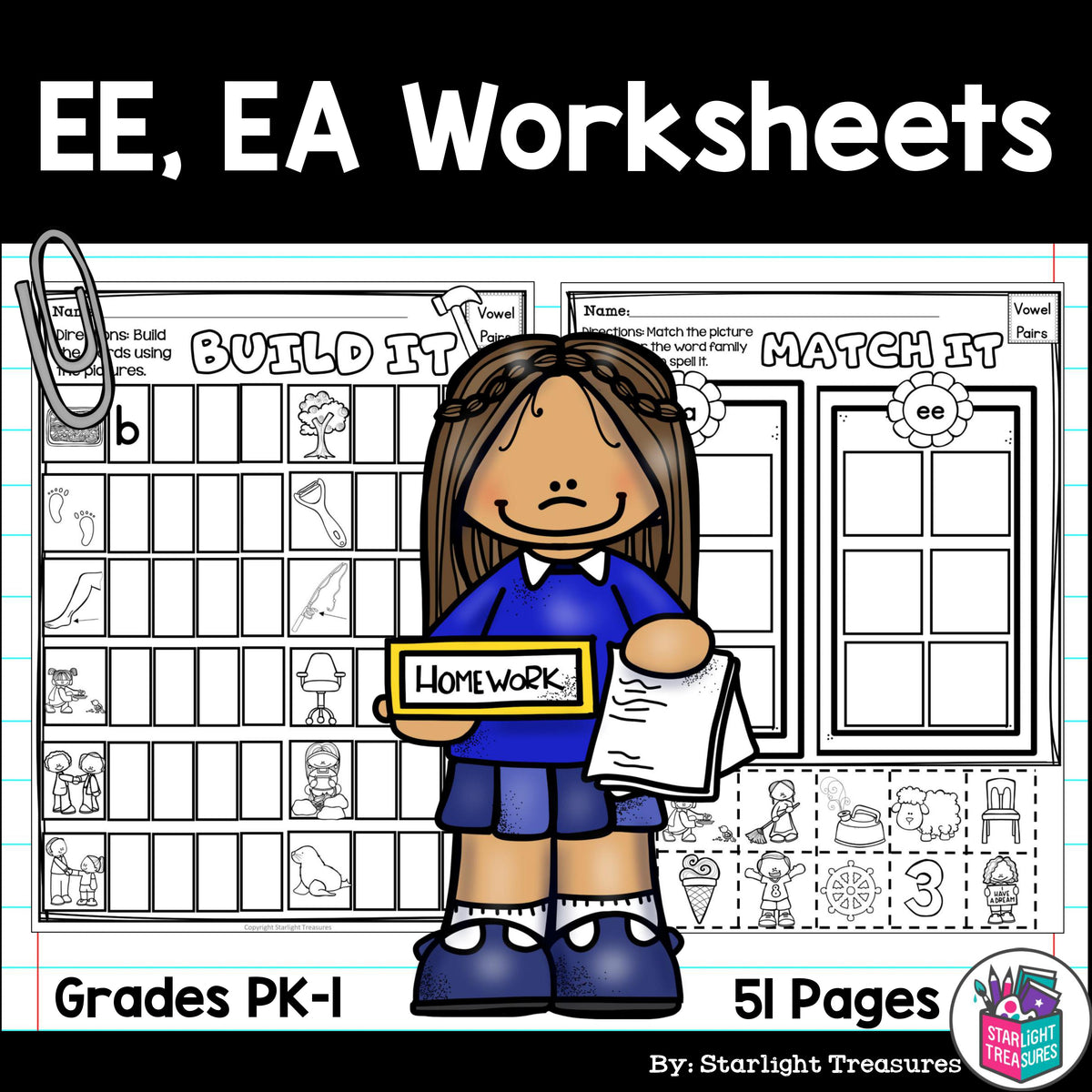 Vowel Pairs EE, EA Worksheets and Activities for Early Readers - Phoni ...