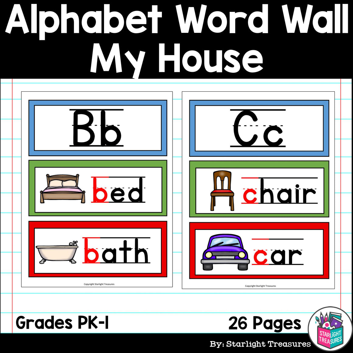 Alphabet Word Wall - My House Theme - A-Z Word Wall – Starlight ...