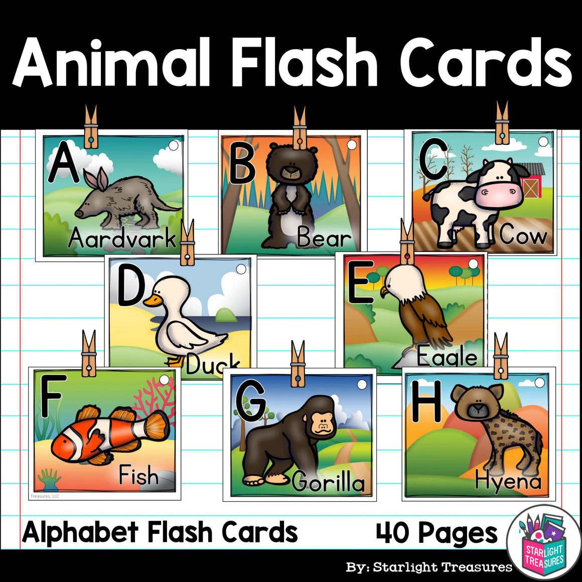 Alphabet Flash Cards for Early Readers - Animals – Starlight Treasures LLC