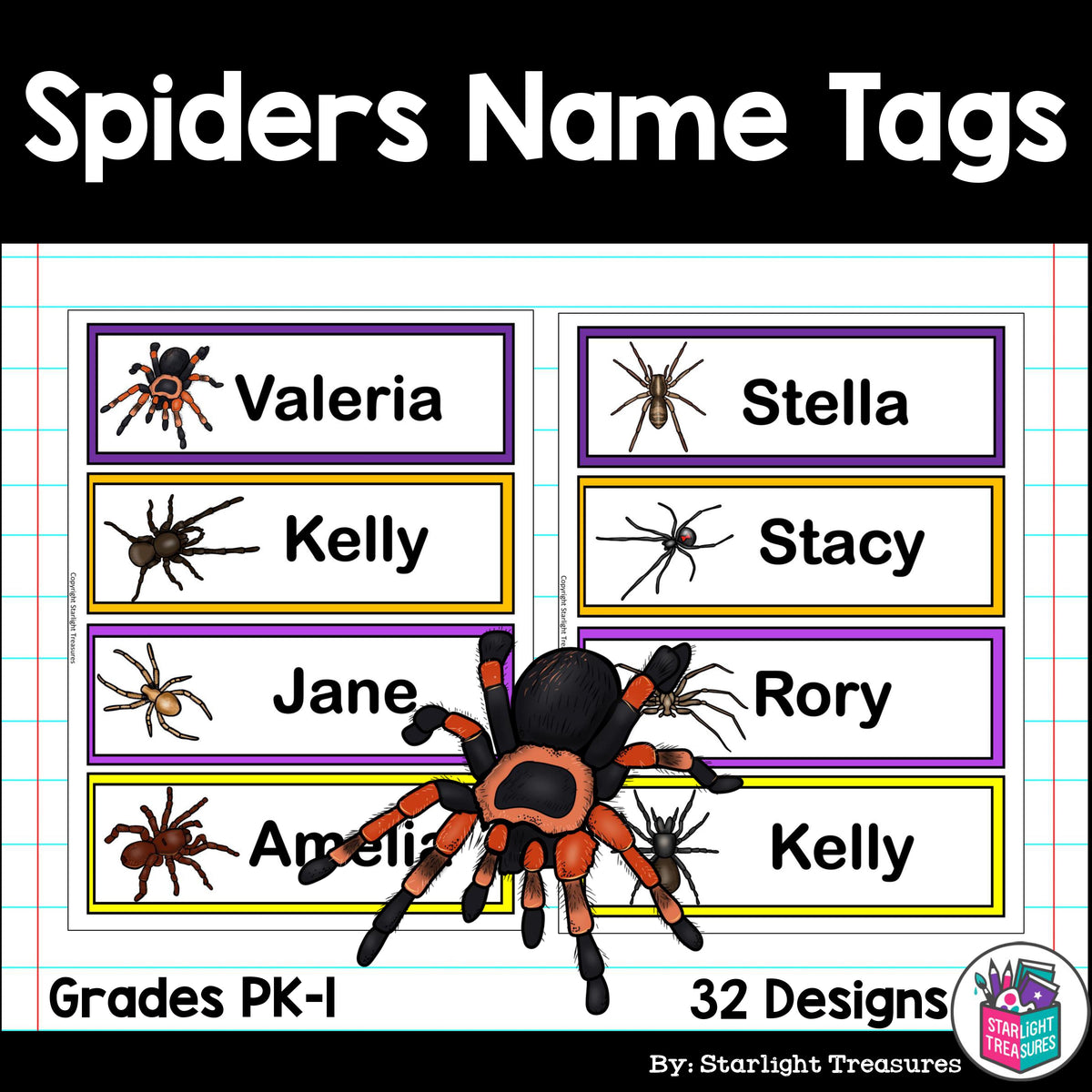 Spiders Name Tags - Editable – Starlight Treasures LLC