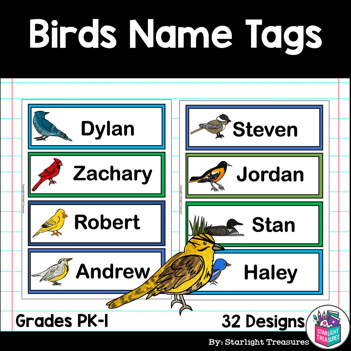 Birds Desk Name Tags - Editable Name Tags – Starlight Treasures LLC