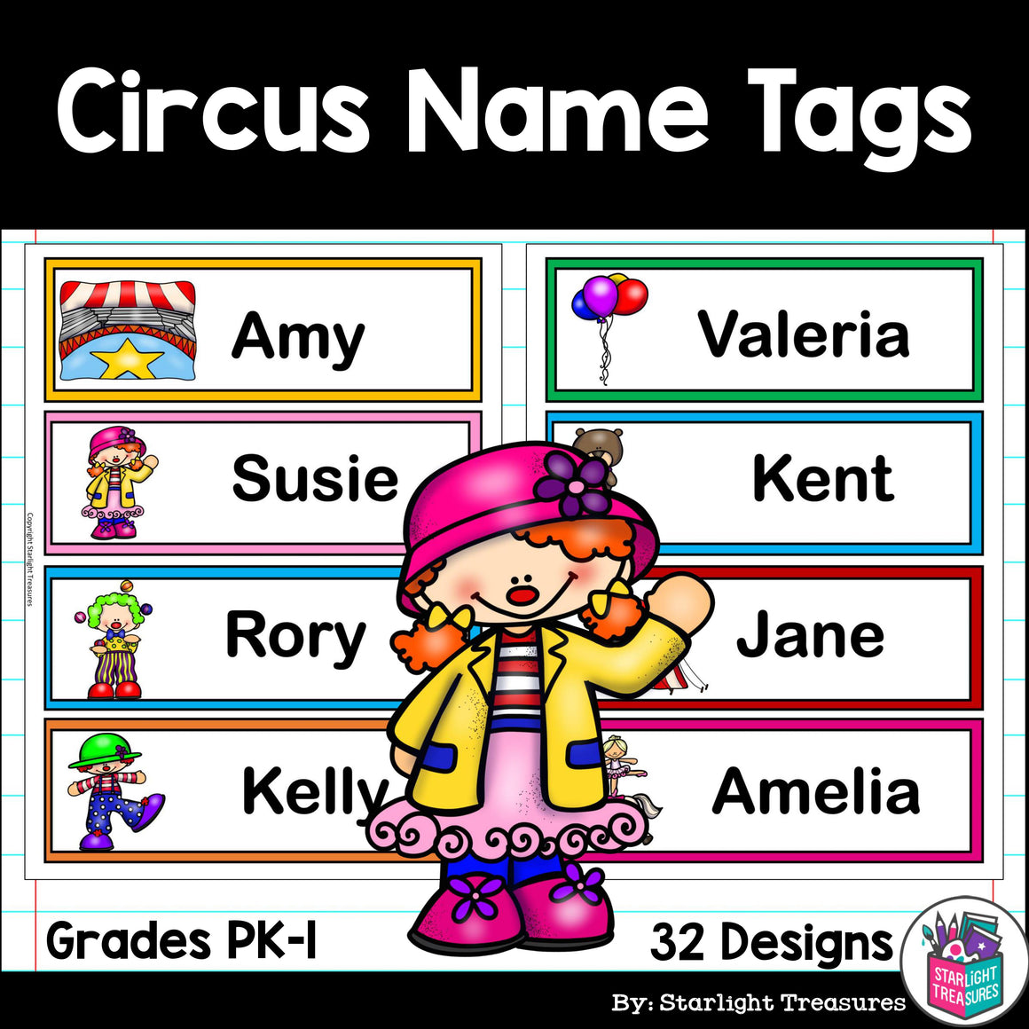 Circus Desk Name Tags - Editable - FREEBIE – Starlight Treasures LLC