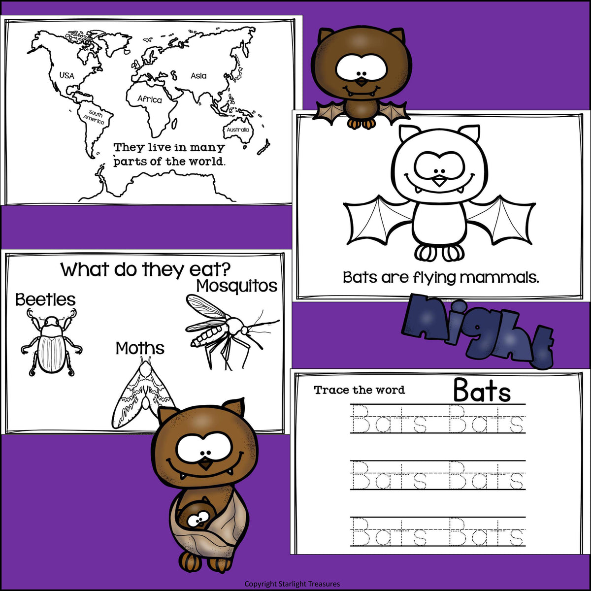 Bats Mini Book for Early Readers – Starlight Treasures LLC