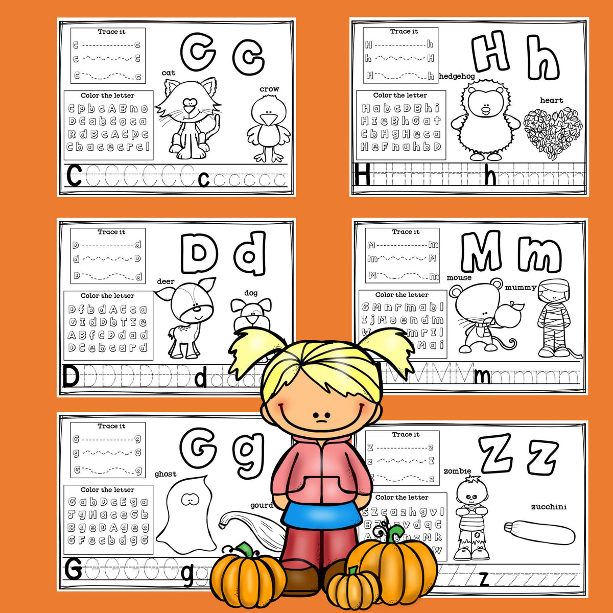 Alphabet Workbook: Worksheets A-Z Fall Theme – Starlight Treasures LLC