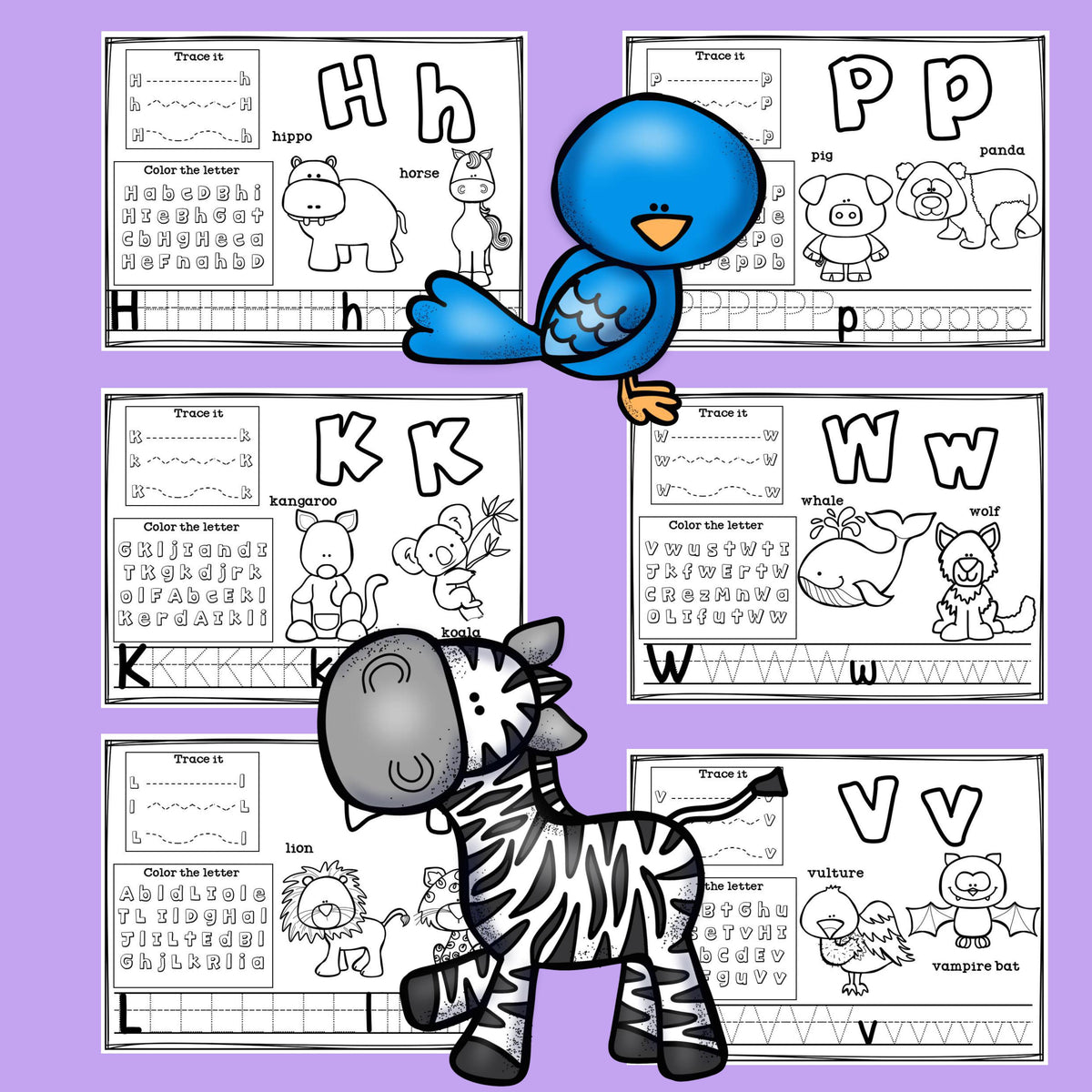 Alphabet Workbook: Worksheets A-Z Animal Theme – Starlight Treasures LLC