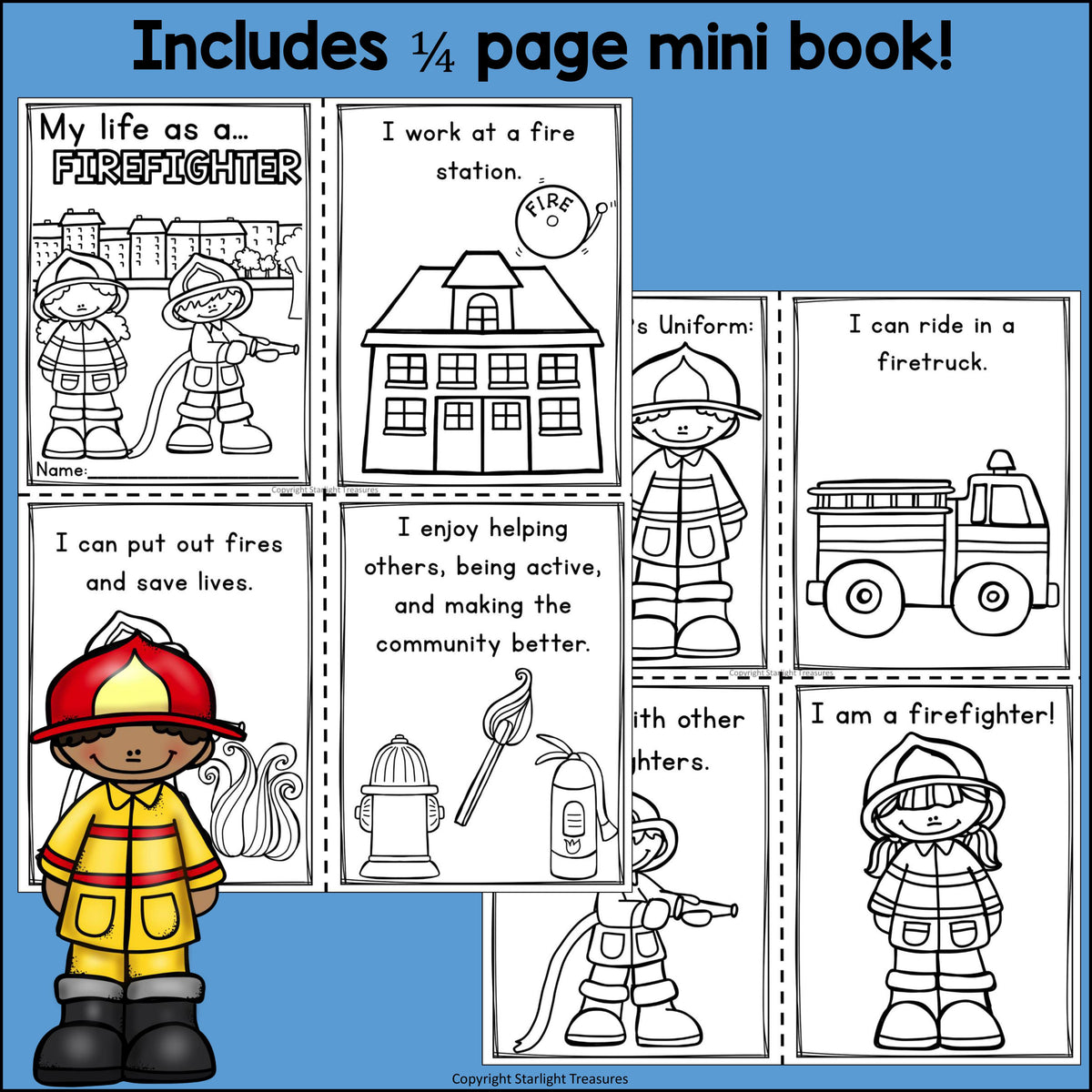 Firefighter Mini Book for Early Readers - Careers and Community Helper ...
