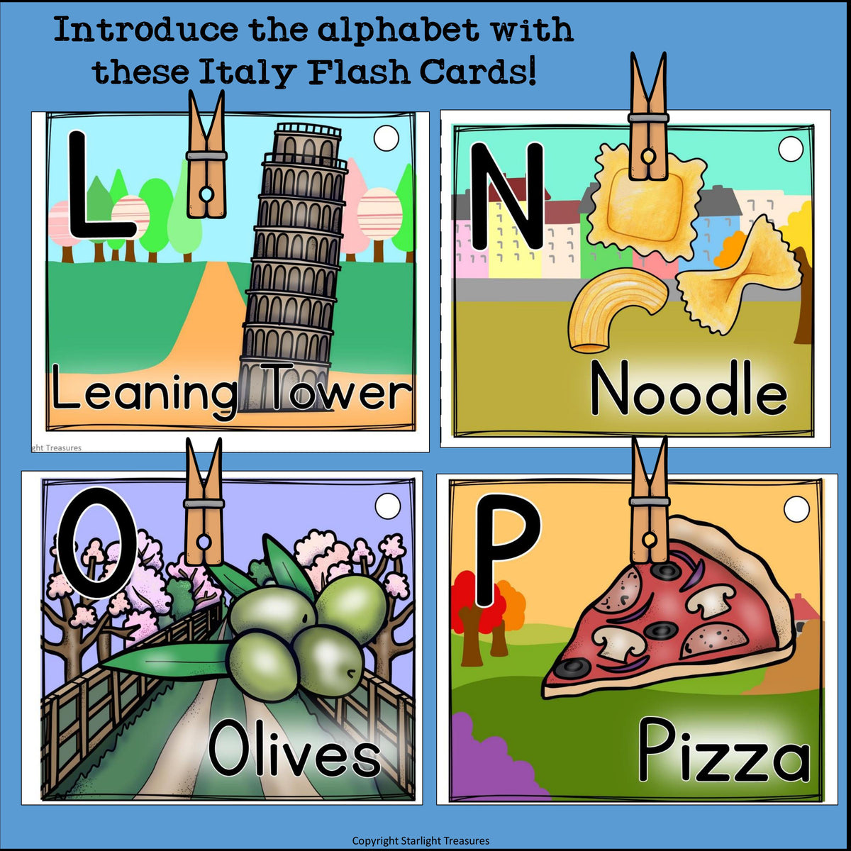 Alphabet Flash Cards for Early Readers - Country of Italy – Starlight ...