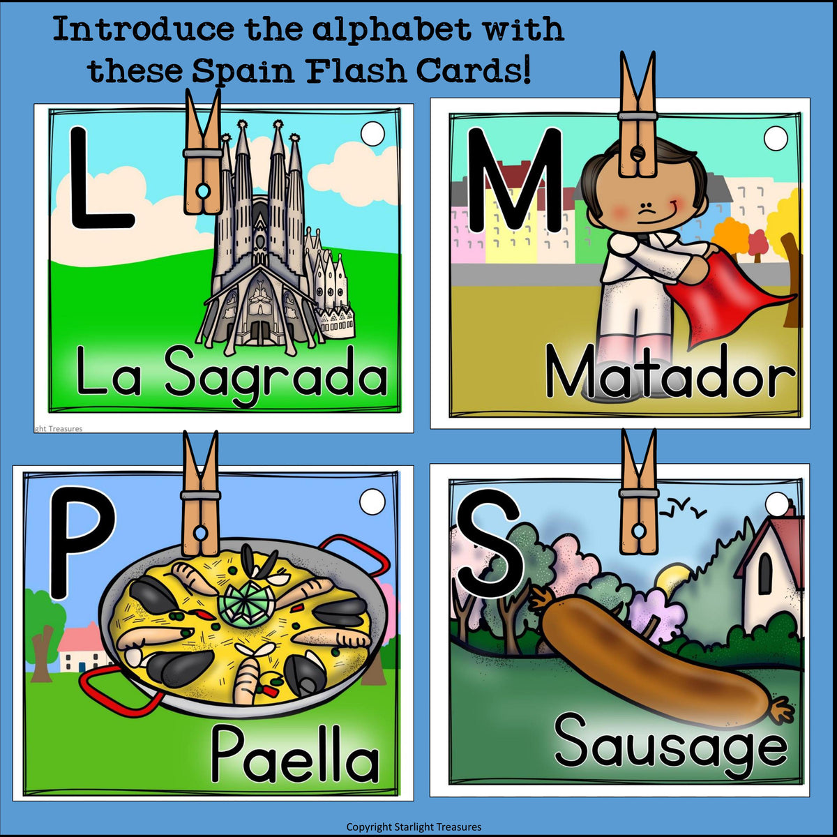 Alphabet Flash Cards for Early Readers - Country of Spain – Starlight ...