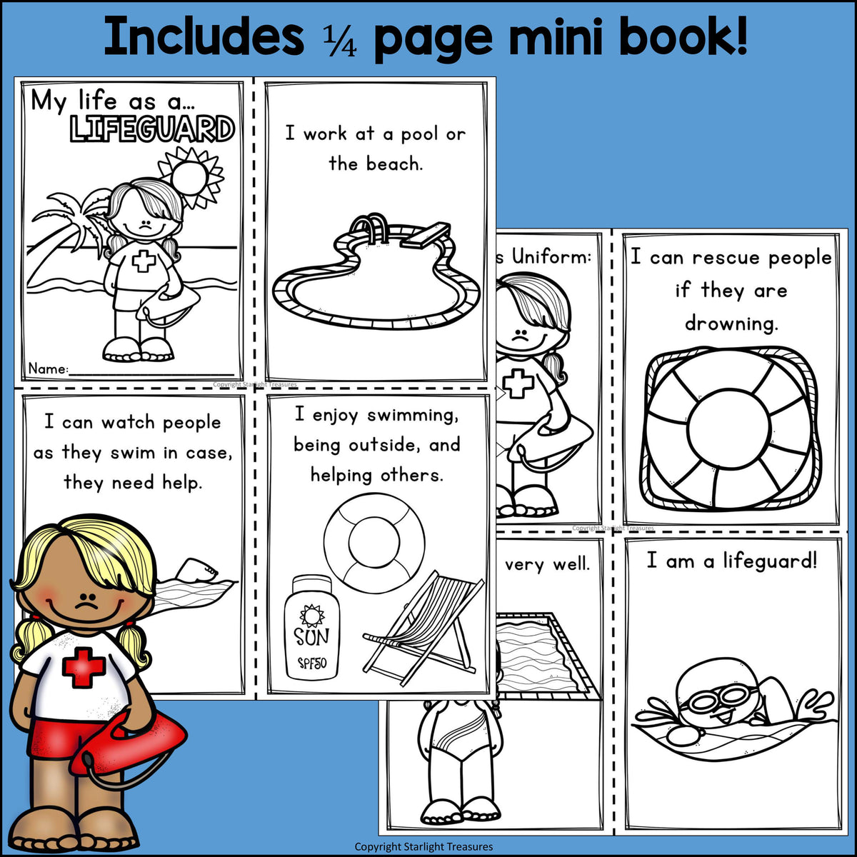Lifeguard Mini Book for Early Readers - Careers and Community Helpers ...